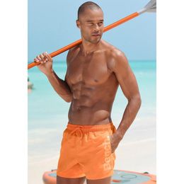 Bench. Herren Badeshorts mit seitlichem Logoschriftzug orange L (52), N-Gr