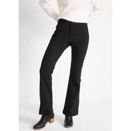 bonprix Damen bonprix Stretch-Hose &raquo;Stretch-Hose mit Viskose&laquo; aus Viskose, mit Elasthan, Regular Fit, mit verstellbarem Bund schwarz 42, N-Gr