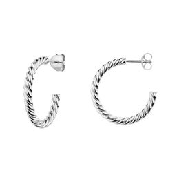 Firetti Damen Paar Creolen &raquo;Schmuck Geschenk Silber 925 Ohrschmuck Ohrringe gedrehte Optik&laquo; 26, Silber 925 (Sterlingsilber)