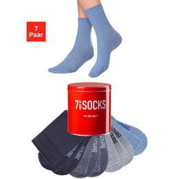 Bench. Damen Businesssocken &raquo;Damen und Herren Unisex Basic f&uuml;r Sport und Freizeit&laquo; Packung, 7 Paar tlg. in der praktischen Dose blau 35-38