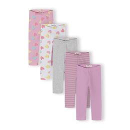 MINOTI Leggings M&auml;dchen Gr&ouml;&szlig;e 86/92 graumeliert / flieder / hellpink / wei&szlig;