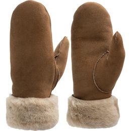 Pearlwood Damen Pearlwood Lederhandschuhe &raquo;FIONA&laquo; Velourleder, Fausthandschuh, warm gef&uuml;ttert braun 7.5