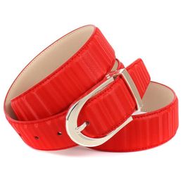 Anthoni Crown Damen Lederg&uuml;rtel In 3D-Optik, gl&auml;nzende Schlie&szlig;e rot 90