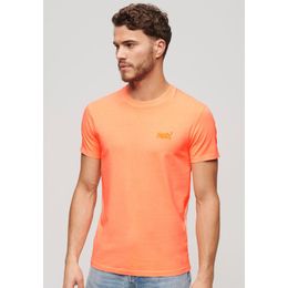 Superdry Herren Rundhalsshirt &raquo;ESSENTIAL LOGO EMB NEON TEE&laquo; aus Baumwolle und Single Jersey, normale Passform, ohne Kragen orange XXL
