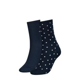 Tommy Hilfiger Damen Socken &raquo;TH WOMEN SOCK DOT 2P&laquo; 2 Paar, 2 Stk. tlg. mit feinem Rippenb&uuml;ndchen und Logostickerei blau 35-38