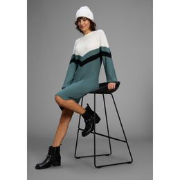 Laura Scott Damen Strickkleid mit Streifenmuster aus weicher Viskosequalit&auml;t gr&uuml;n 48, N-Gr