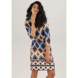 Aniston Selected Damen Aniston SELECTED Minikleid mit leichter Taillierung und elegantem Druck blau 36, N-Gr