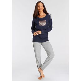 Vivance Dreams By Lascana Damen Vivance Dreams by Lascana Pyjama Set, 2 tlg. mit kontrastfarbenen Tape Details blau 40/42