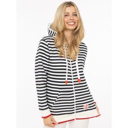 Zwillingsherz Damen Kapuzensweatjacke &raquo;"Maritim"&laquo; gestreift, Kapuze mit Kordel und Herzen, Taschen, Zipper S/M