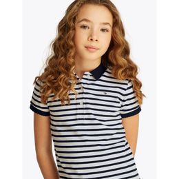 Tommy Hilfiger M&auml;dchen Poloshirt f&uuml;r Kinder bis 16 Jahre, Polokragen, gewellter &Auml;rmelabschluss schwarz-wei&szlig; 74