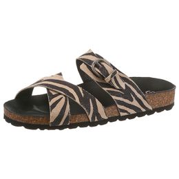 VERBENAS Damen VERBENAS Pantolette &raquo;RUBI ZEBRA&laquo; Sommerschuh, Strandschuh, Hausschuh mit verstellbarer Schnalle beige 41