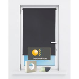 Kutti Seitenzugrollo &raquo;Seitenzugrollo 'Luna', verdunkelnd, Klemmfix, ohne Bohren, Fixma&szlig;&laquo; verdunkelnd ohne Bohren Sichtschutz, Sonnenschutz grau Polyester 