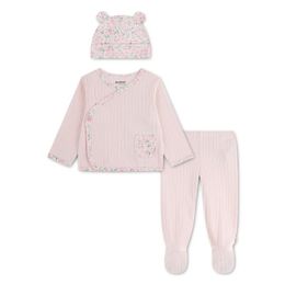 Huggies Babywear M&auml;dchen HUGGIES babywear Shirt, Hose, Jacke & M&uuml;tze &raquo;HUGG FOOTED PANT SET + ATTACHM&laquo; Set, 3 M&uuml;tze-Hose mit F&uuml;&szlig;en/Jacke mit floralem 