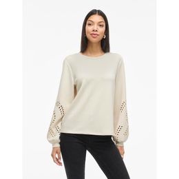 Vila Damen Sweatshirt &raquo;VISANDY L/S DETAIL SWEAT TOP - NOOS&laquo;, Viskosemischung, regular fit beige XL
