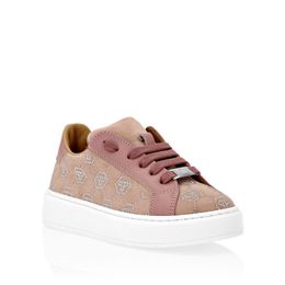 Philipp Plein Suede Lo-Top Sneakers Monogram Strass