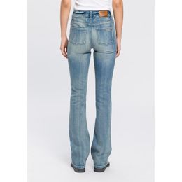 Arizona Damen Bootcut-Jeans &raquo;Baby Bootcut&laquo; leicht ausgestelltes Bein, hohe Leibh&ouml;he blau 40, N-Gr