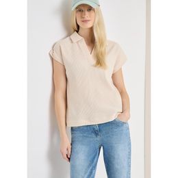 Cecil Damen T-Shirt Sommershirt mit Struktur im Two-Tone-Look und mit Polokragen XS (36)