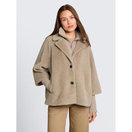 Tom Tailor Damen Tom Tailor Fellimitatjacke &raquo;Regular&laquo; ohne Kapuze mit Reverskragen und Stehkragen-Inlay und Knopfleiste beige XXL
