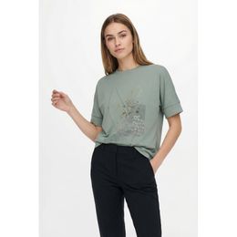 Only Damen Only Kurzarmshirt &raquo;ONLJANY S/S O-NECK PRINT TOP BOX JRS&laquo; Viskosemischung, regular fit, Rundhals gr&uuml;n S