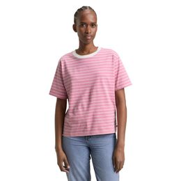 Tom Tailor Denim Damen Tom Tailor Denim T-Shirt mit Streifen Muster rosa XXL