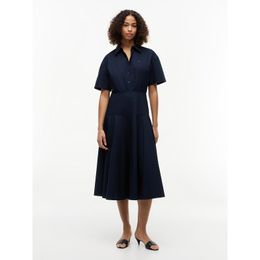 Tommy Hilfiger Damen Blusenkleid &raquo;POPLIN FLRE SS MIDI SHRT DRS&laquo; Ohne Tasche Baumwolle blau 38, N-Gr