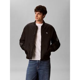 Calvin Klein Jeans Herren Bomberjacke Rippkragen, Regular Fit, Logo-Stickerei L