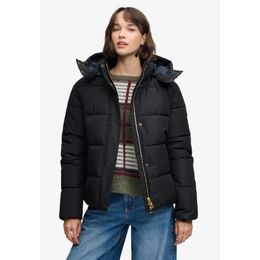 Superdry Damen Steppjacke &raquo;PREMIUM HOOD PUFFER JKT&laquo; mit Kapuze Kunstfaser, relaxed fit schwarz S