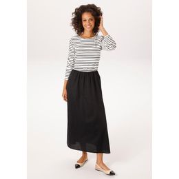 Aniston Casual Damen Aniston CASUAL Maxikleid Eingrifftaschen mit geringeltem, elastischen Oberteil schwarz 44, N-Gr