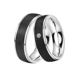 DOOSTI Unisex DOOSTI Trauring &raquo;Schmuck Geschenk Edelstahl Trauring Ehering Partnerring LIEBE&laquo; wahlweise mit oder ohne Zirkonia schwarz 64, ohne 