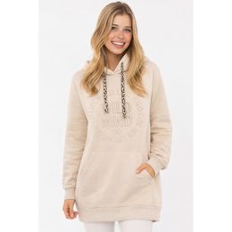 Zwillingsherz Damen Sweatkleid &raquo;"Wild Vibes"&laquo; K&auml;ngurutasche praktische Fronttaschen, Leo-Kordel, tonale Stickerei beige XL, N-Gr