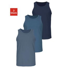 H.I.S. H.I.S Herren Tanktop &raquo;, Unterziehshirt, Unterhemd f&uuml;r Herren&laquo; 3er-Pack, unifarben, Rundhalsausschnitt, aus Baumwolle blau 6/L