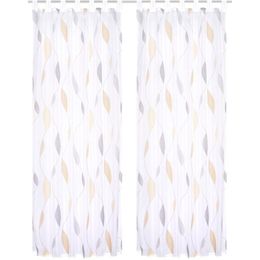 Home Wohnideen Vorhang &raquo;PAOLO&laquo; Schlaufen 2 Stk. tlg. 2er Pack Schlaufenschal PAOLO bedruckt gelb Voile, Polyester 225cm, Schlaufen, 140cm