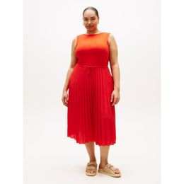 Tommy Hilfiger Curve Damen Sommerkleid &raquo;CRV 5X2 SLASH-NK MIX MEDIA DRS&laquo; in gro&szlig;en Gr&ouml;&szlig;en rot 52, N-Gr