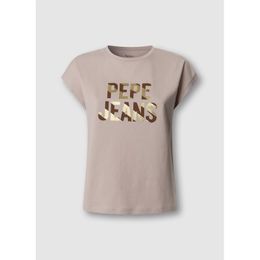 Pepe Jeans Damen T-Shirt &raquo;CATALINA&laquo; aus Baumwolle, Logoschriftzug beige S