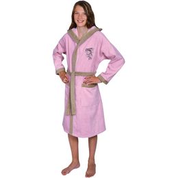 W&ouml;rner Kinderbademantel &raquo;Angel&laquo; mit Stickerei, mit Tasche, maschinenwaschbar, trocknergeeignet rosa Baumwoll-Webfrottier 128 L: 80cm