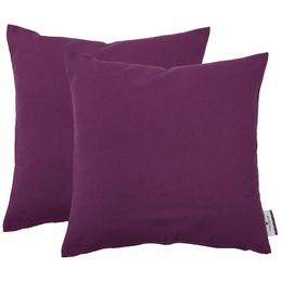 Tom Tailor HOME Dekokissen &raquo;Dove&laquo; unifarben, Kissenh&uuml;llen ohne F&uuml;llung, 2er Pack lila Baumwolle B/L: 38cm x 38cm, 2 Stk.