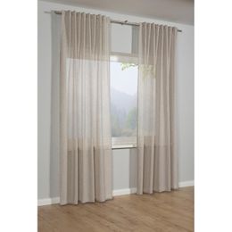 Gardine &raquo;Schal Leinenoptik&laquo; Schlaufen 1 Stk. tlg. mit Gardinenband und verdeckten Schlaufen beige Polyester 245cm, Schlaufen, 140cm