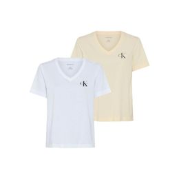 Calvin Klein Jeans Damen T-Shirt &raquo;MONOLOGO VNK 2PACK TEE&laquo; Packung, 2er-Pack, 2, Logoschriftzug wei&szlig; XXL