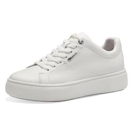 Tamaris Damen Plateausneaker Freizeitschuh, Halbschuh, Schn&uuml;rschuh mit Wechselfu&szlig;bett wei&szlig; 37