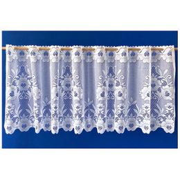 Weckbrodt-Gardinen Scheibengardine &raquo;Marburg&laquo; Stangendurchzug 1 Stk. tlg. Bistro, Jacquard, strukturiert, floral, gebl&uuml;mt, Gardine, Store wei&szlig; Jacquard, Polyester 42cm, 