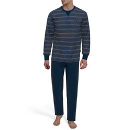 Tom Tailor Herren Tom Tailor Schlafanzug &raquo;Rhodos&laquo; Langarm, Rundhalsausschnitt, gestreift, basic, Baumwolle braun 50 (M)