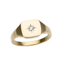 Firetti Damen Goldring &raquo;Schmuck Geschenk Gold 333 Siegelring, Stern, teilw. rhodiniert&laquo; mit Brillant wei&szlig; 17, 0,03 P2 = erkennbare Einschl&uuml;sse, 