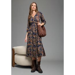 Laura Scott Damen Midikleid mit Wadenl&auml;nge, aus elastischer Viskosemischung in Jersey-Qualit&auml;t braun 34, N-Gr