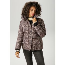 Aniston Casual Damen Aniston CASUAL Steppjacke im trendigen Leo-Print 44