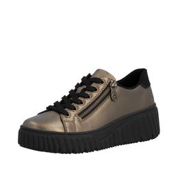 Rieker Damen Plateausneaker Freizeitschuh, Halbschuh, Schn&uuml;rschuh mit Plateausohle gold 36