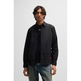 Hugo Herren Hugo Langarmhemd &raquo;Ermo&laquo; Kentkragen, Slim Fit, Baumwoll-Mix schwarz L (41/42), N-Gr