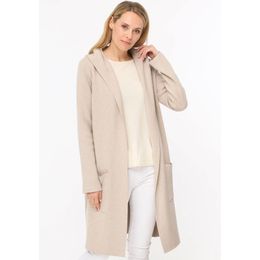 Zwillingsherz Damen Cardigan &raquo;"Janina"&laquo; Kapuze, Taschen, Langarm, knielang, ohne Verschluss beige S/M