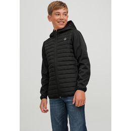 Jack & Jones Jack & Jones Junior Herren Steppjacke &raquo;JJEMULTI w&auml;rmt, winddicht, wasserdicht, gesteppt&laquo; mit Kapuze Farbeinsatz, modisch, regular fit, Kapuze schwarz 