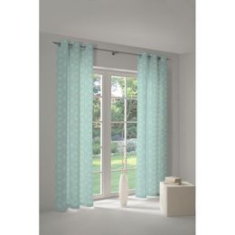Adam Vorhang &raquo;Retro Floret&laquo; &Ouml;sen 1 Stk. tlg. aus 100% Bio-Baumwolle blau Jacquard, Baumwolle (Bio-Baumwolle) 145cm, &Ouml;sen, 145cm