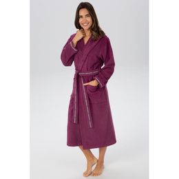 Bruno Banani Damenbademantel &raquo;Danny, ideal f&uuml;r Sauna & Spa, Hotelbademantel, Morgenmantel&laquo; 1 Stk. mit Logostreifen, aus 100% Baumwolle, XS-3XL lila Walkfrottier XS
